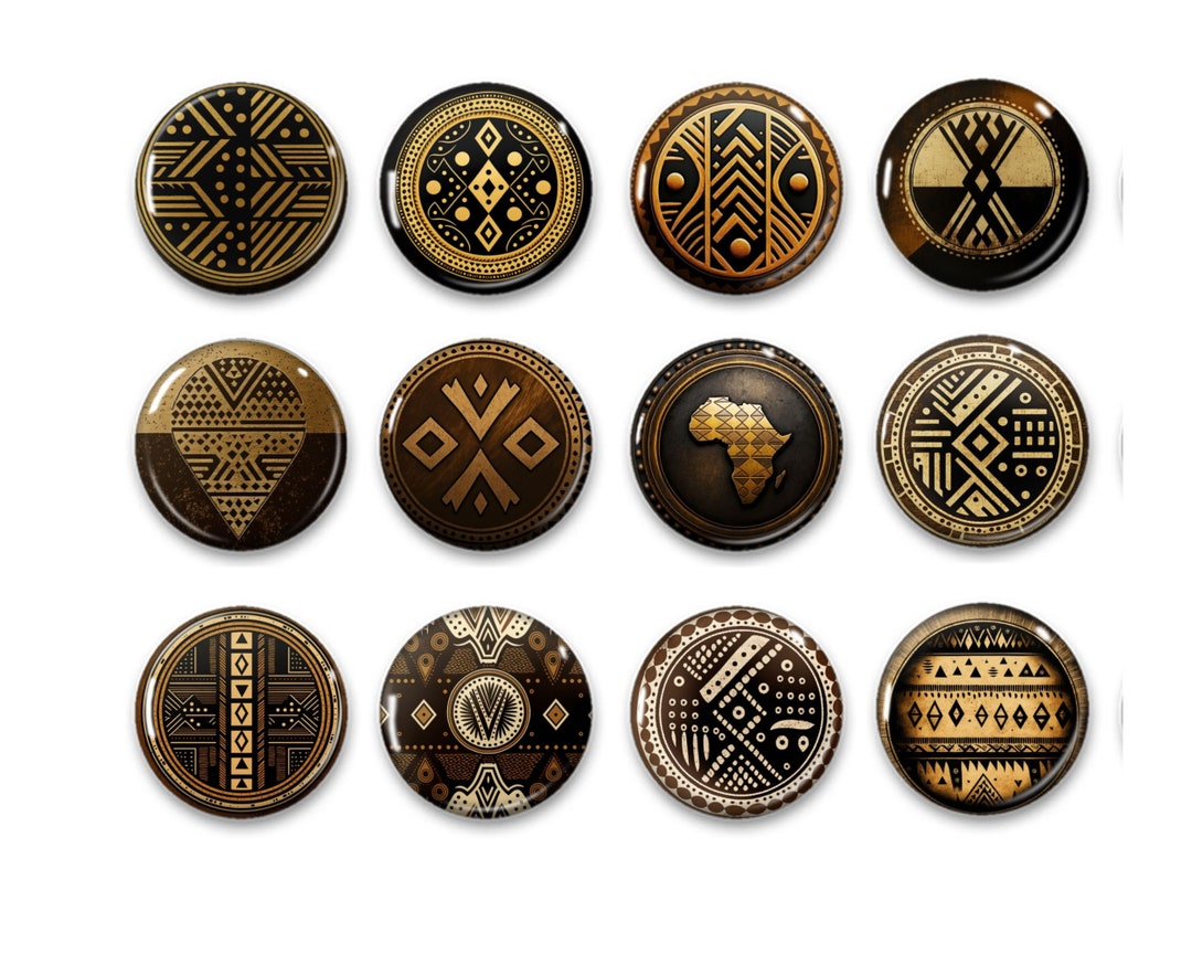 African Mudcloth Inspired Refrigerator Magnets, Button Pins, Flatbacks ...