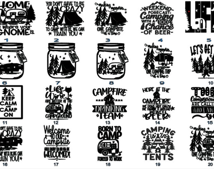 Camping Bucket Decals Vol 2 Camping Bucket Decals Vinyl Decals Camping ...