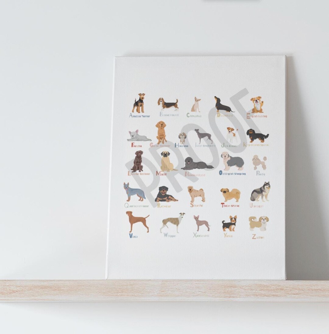 Nursery Playroom Classroom Dog Wall Art | ABC Dog Wall Art | Digital ...