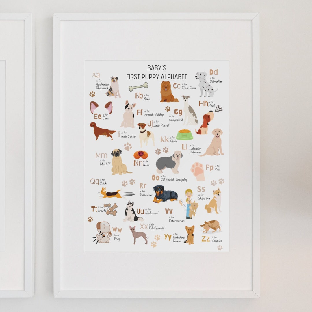 Baby Nursery Puppy Dog Alphabet Art Download Neutral - Etsy