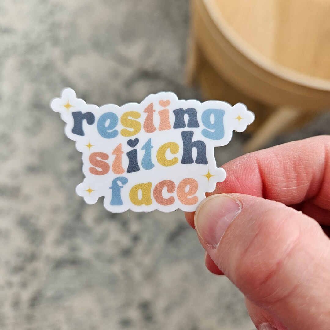 Sticker: resting Stitch Face, Colourful Sticker, Crochet, Knit - Etsy