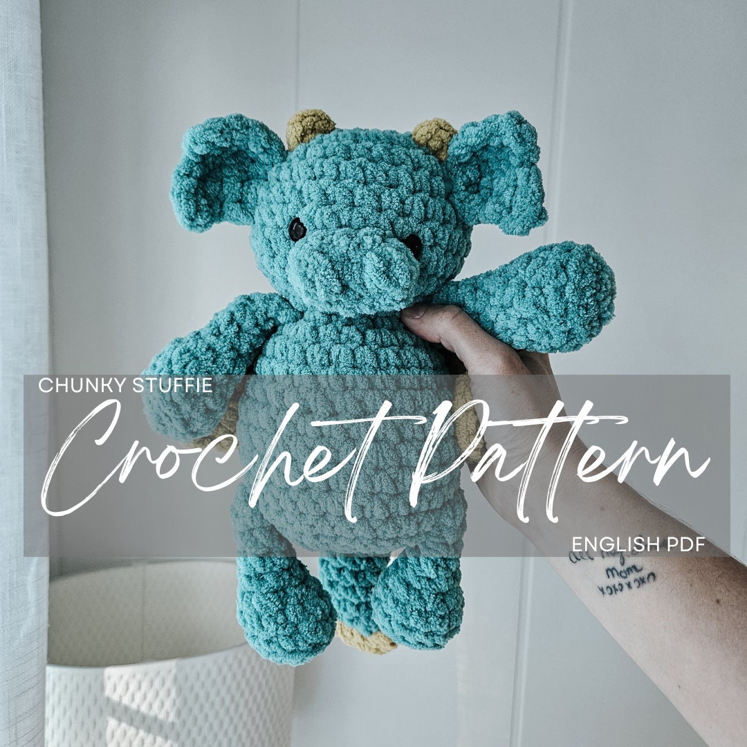Dewie the Dragon Crochet Pattern: Chunky Plushie Stuffie (PDF Pattern ...