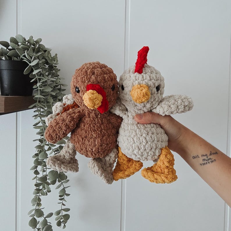 Colour Guide: Crochet Chicken Stuffie + Beak, Comb, Tail Pattern (PDF ...