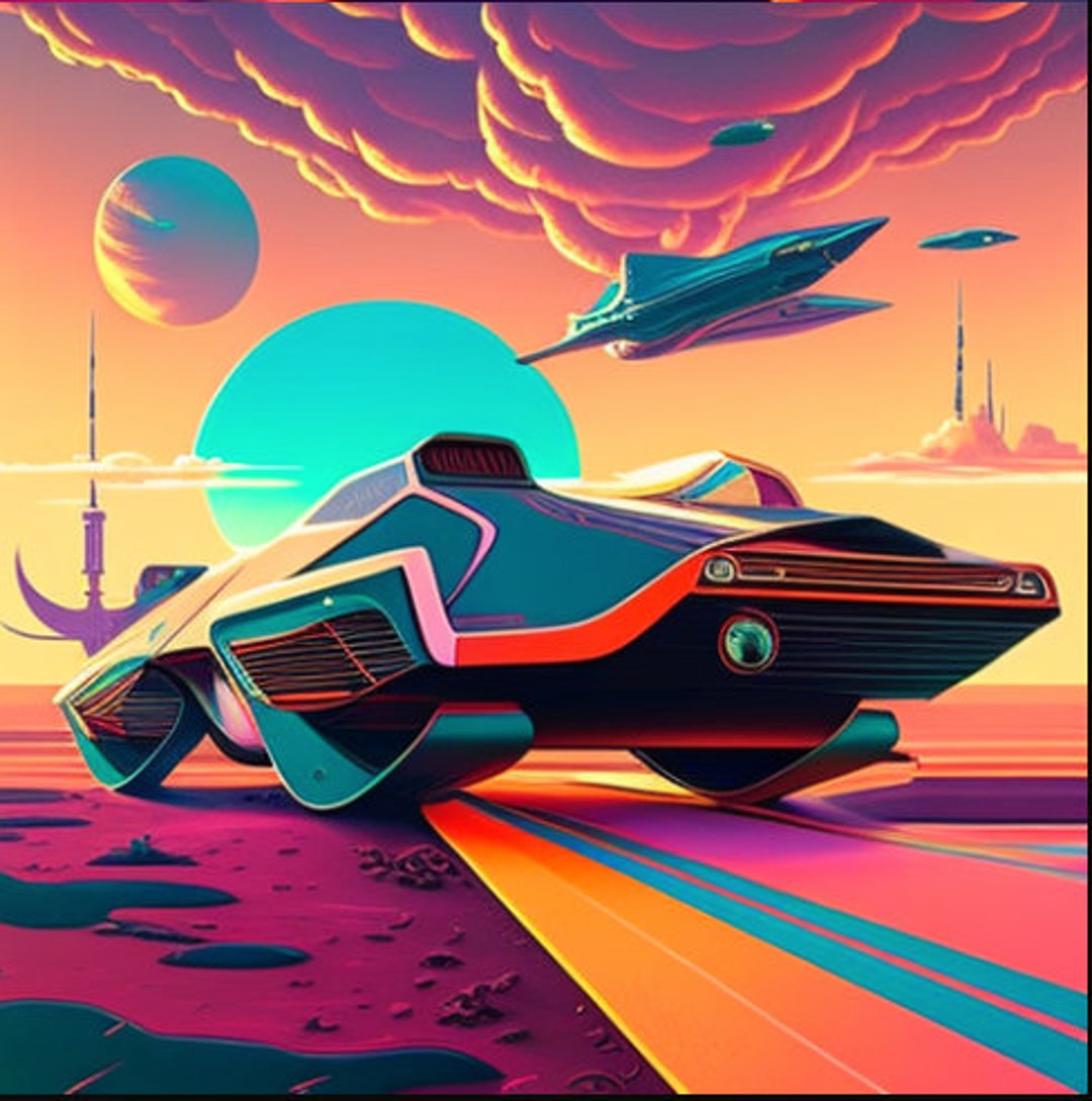 Retro Futurism Art Digital Prints Set of 3 - Etsy
