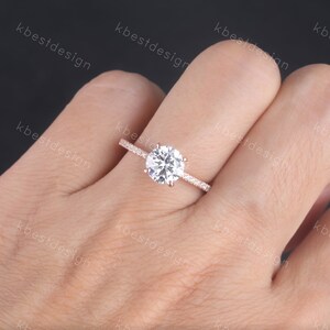 Round Cut Classic Engagement Ring, Rose Gold Wedding Ring, 1.25 Carat ...