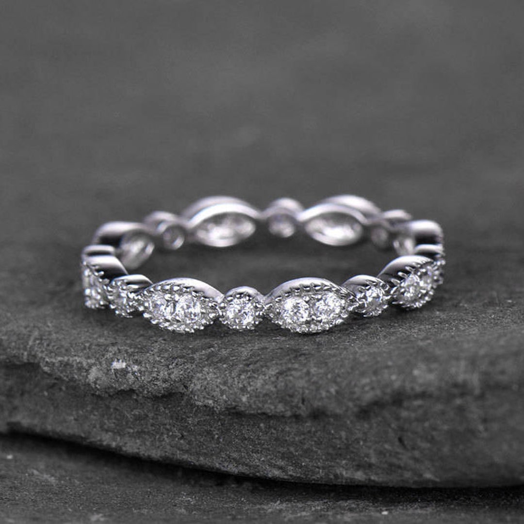 Sterling Silver Ring for Women Cubic Zirconia Wedding Band CZ Wedding ...