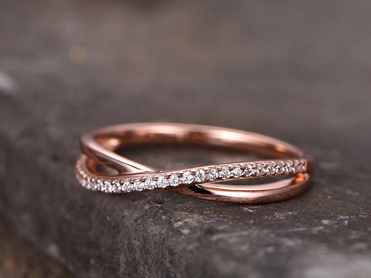 Infinity Sterling silver ring/Cubic Zirconia wedding band/CZ | Etsy