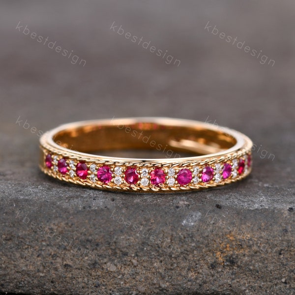Ruby Wedding Band - Etsy