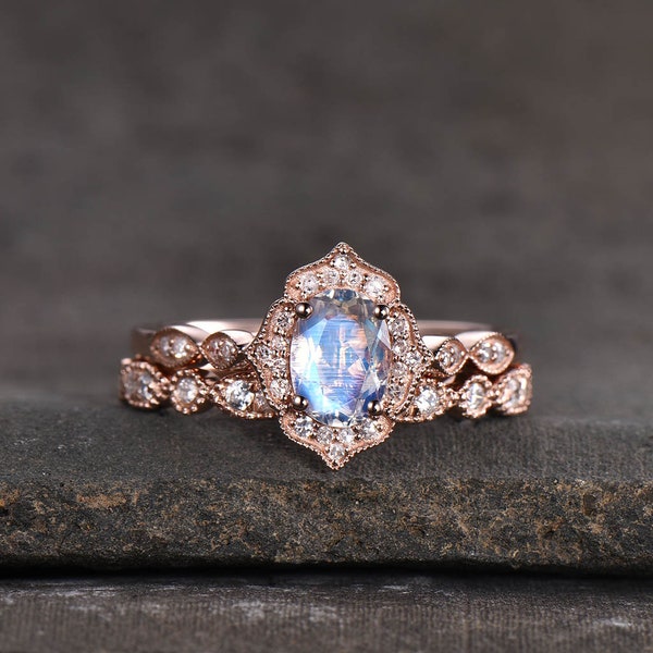 Moonstone Wedding Ring - Etsy