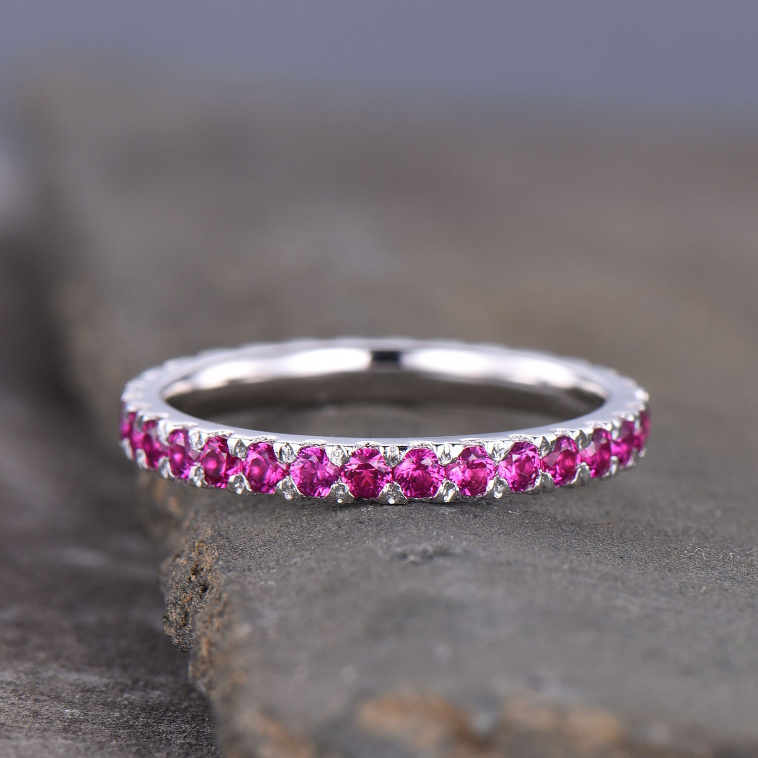 Ruby Ring Ruby Eternity Ring Ruby Silver Ring July Birthstone - Etsy