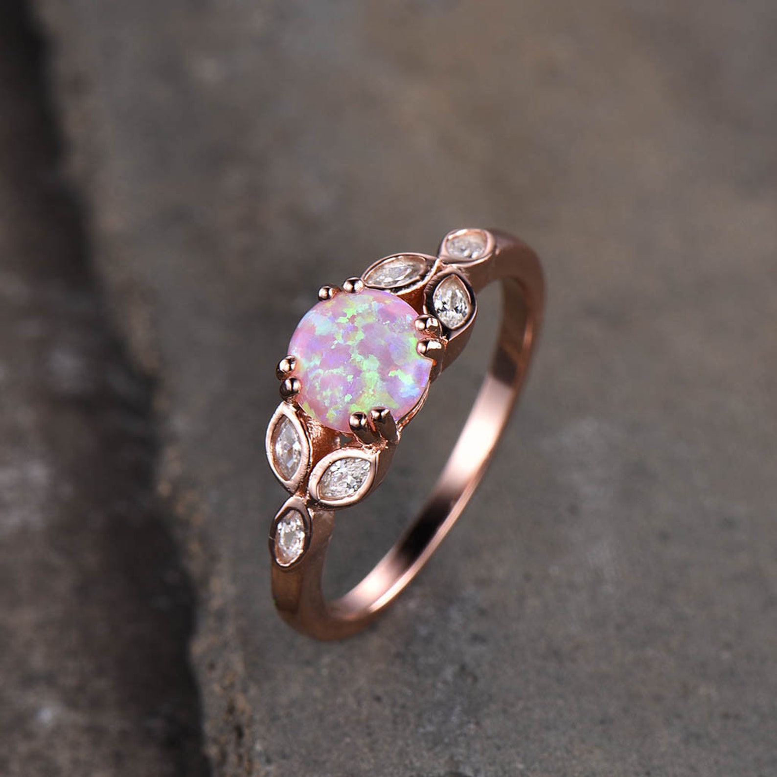 Opal Ring for Women Pink Fire Opal Ring Opal Engagement | Etsy