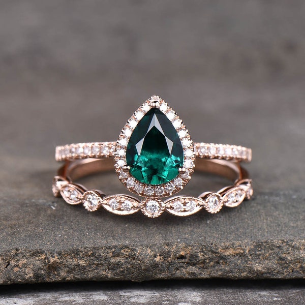 Emerald Wedding Set - Etsy