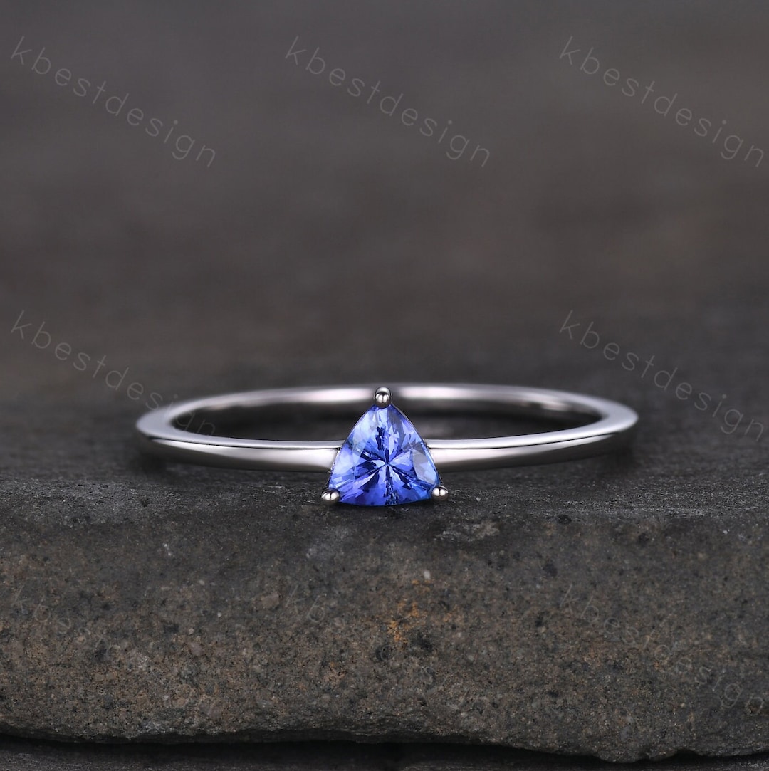 Delicate Tanzanite Ring, Minimalist Silver Ring, Tanzanite Stacking ...