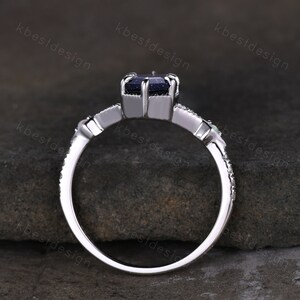 Elongated Hexagon Cut Blue Sandstone Ring Art Deco Milgrain Opal ...