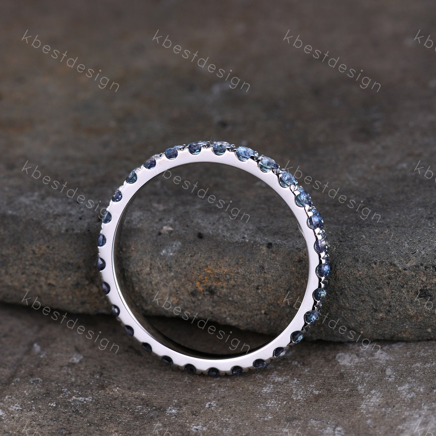 Eternity Band/2mm Full Eternity Alexandrite Wedding Ring/925 | Etsy