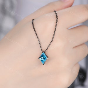 Unique Lozenge Cut Blue Topaz Necklace Black Gold Swiss Blue Topaz ...