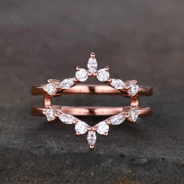 Enhancer Wedding Band Moissanite Double Curved Ring Marquise Cut ...