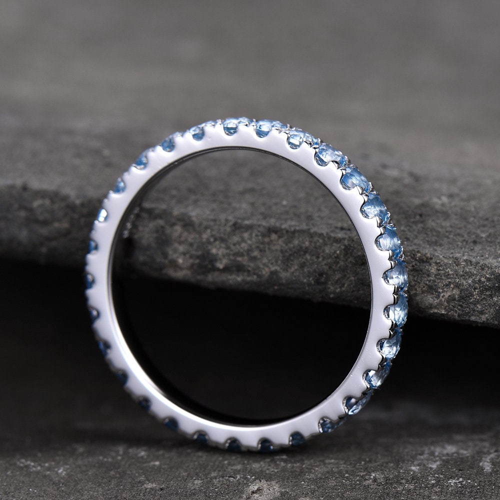 Eternity Band Blue Topaz Wedding Band Topaz Ring Aniversary | Etsy