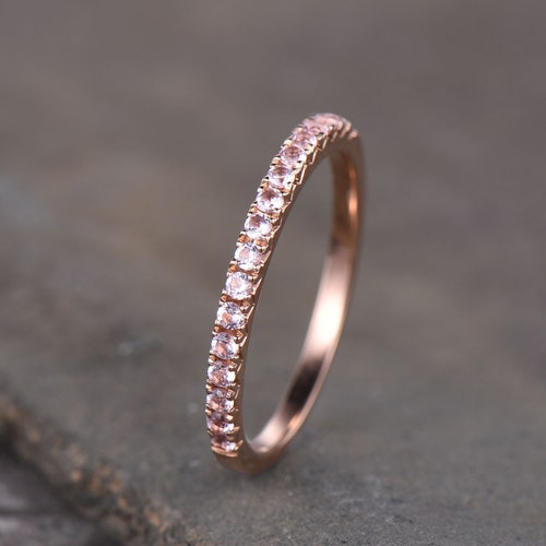 Rose Gold Morganite Ring Eternity Band Morganite Wedding - Etsy