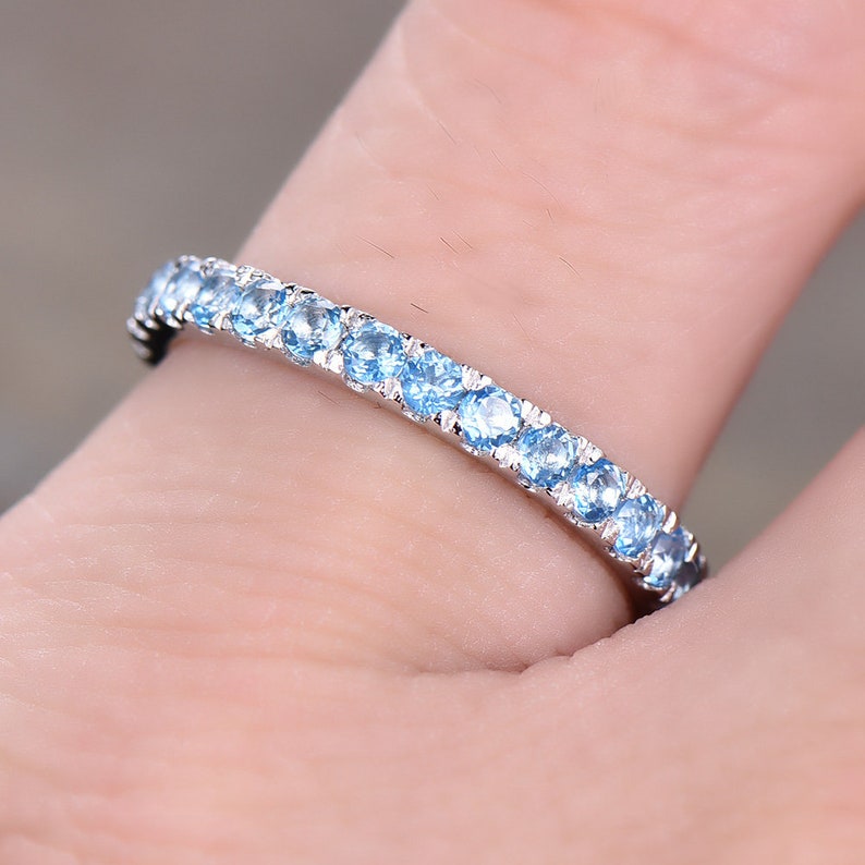 Eternity Band Blue Topaz Wedding Band Topaz Ring Aniversary - Etsy
