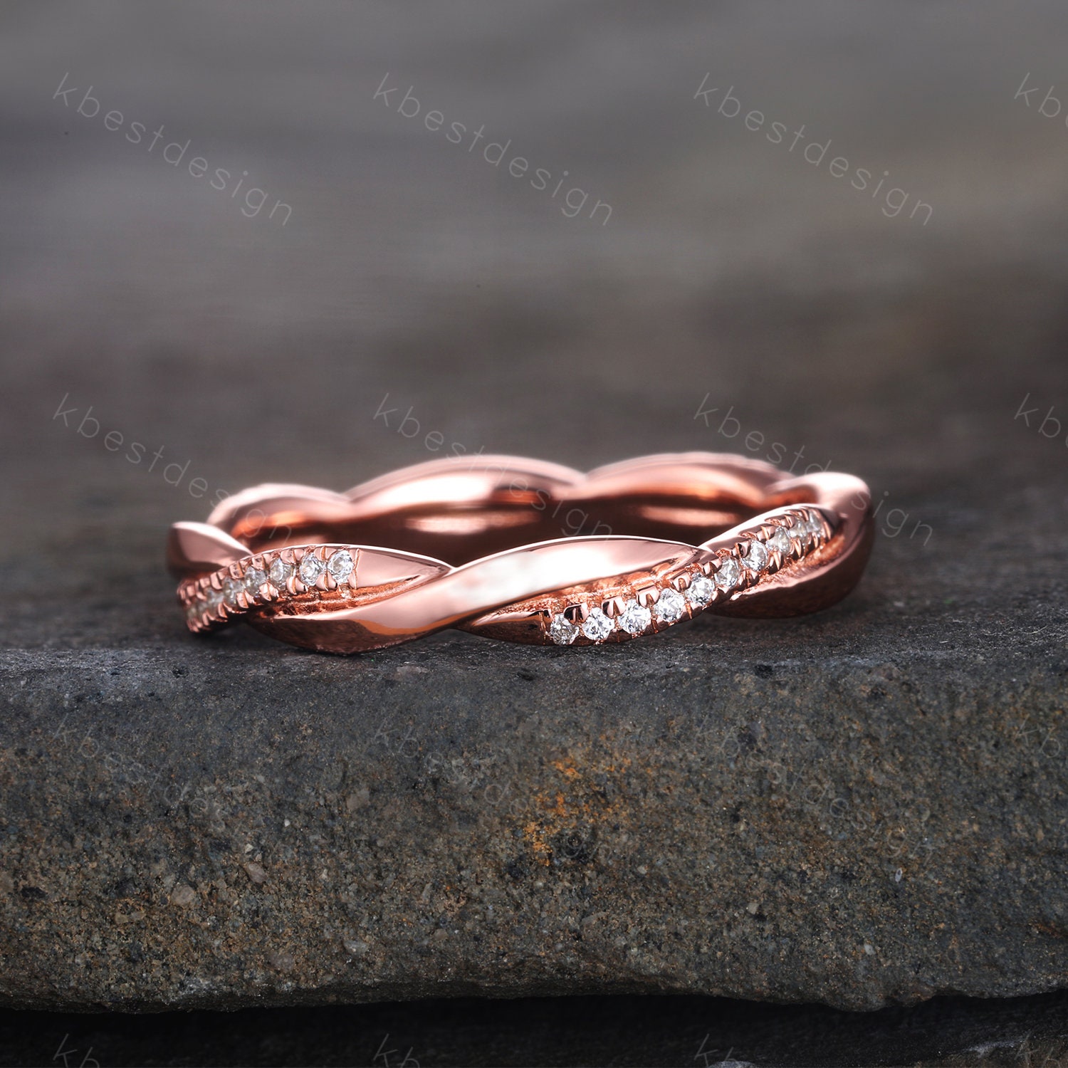 Rose Gold Twist Eternity Ring Infinity CZ Wedding Band - Etsy