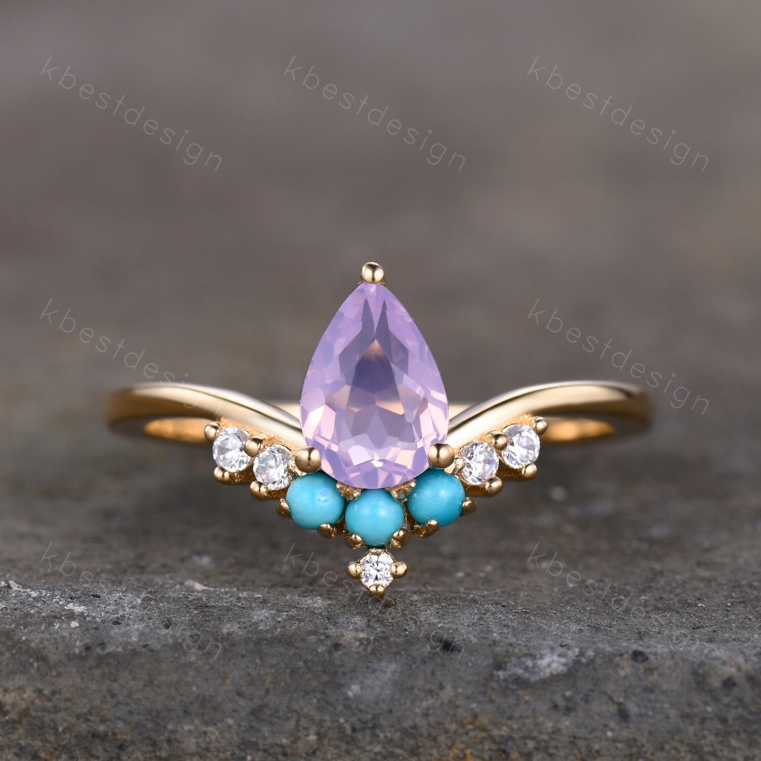 Amethyst Engagement Ring Pear Shaped Lavender Amethyst Ring | Etsy