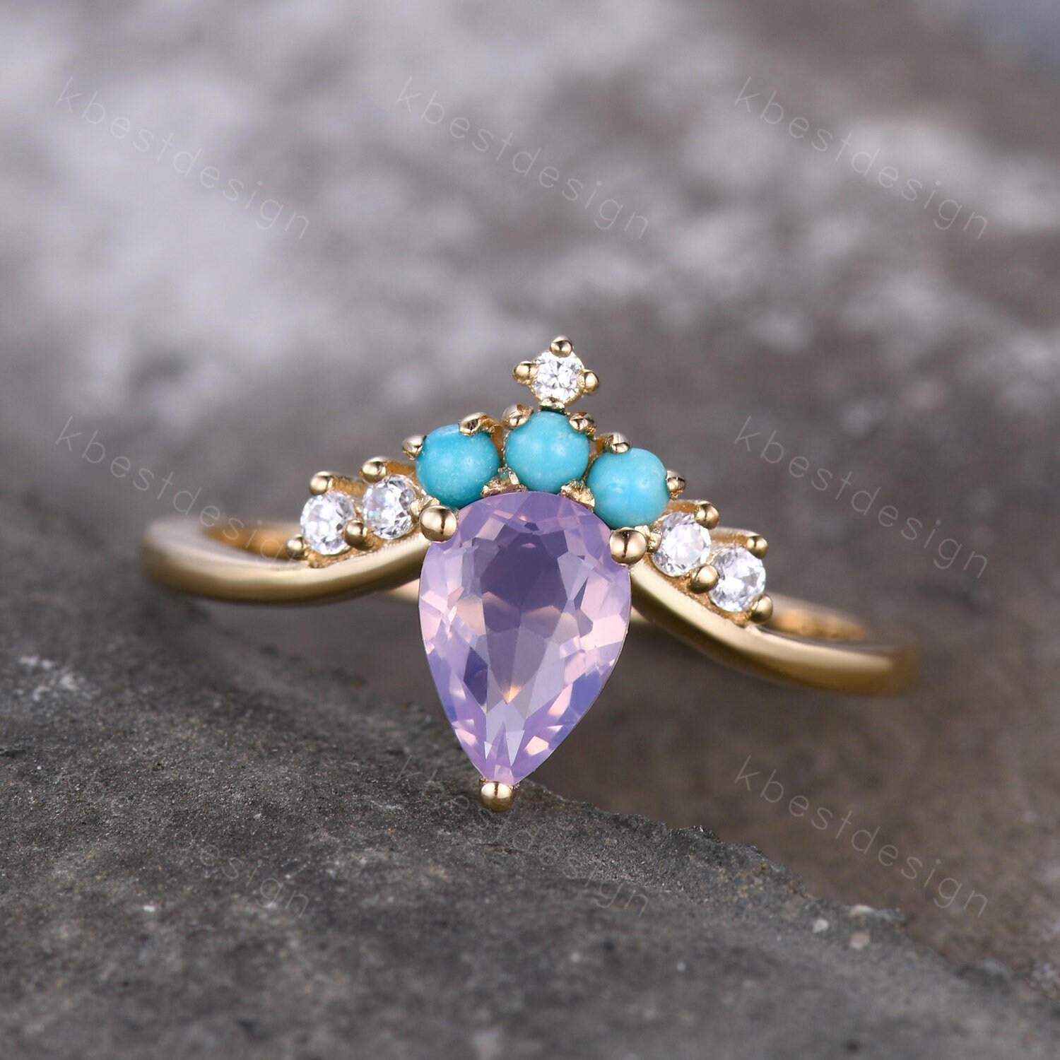 Amethyst Engagement Ring Pear Shaped Lavender Amethyst Ring | Etsy