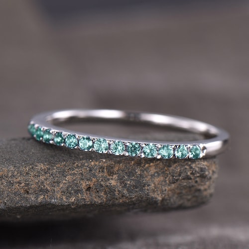 Eternity Band/2mm Alexandrite Wedding Ring/925 Sterling Silver - Etsy