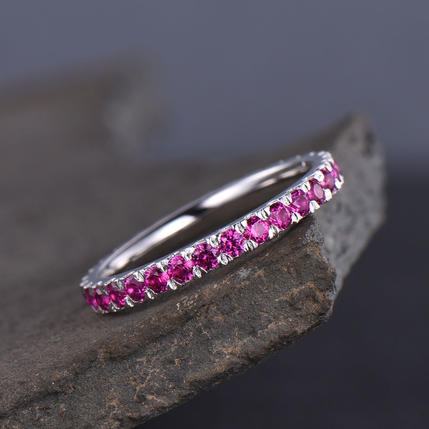 Ruby Ring Ruby Eternity Ring Ruby Silver Ring July Birthstone - Etsy