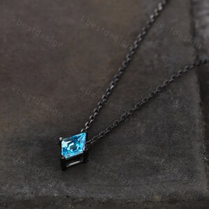 Unique Lozenge Cut Blue Topaz Necklace Black Gold Swiss Blue Topaz ...