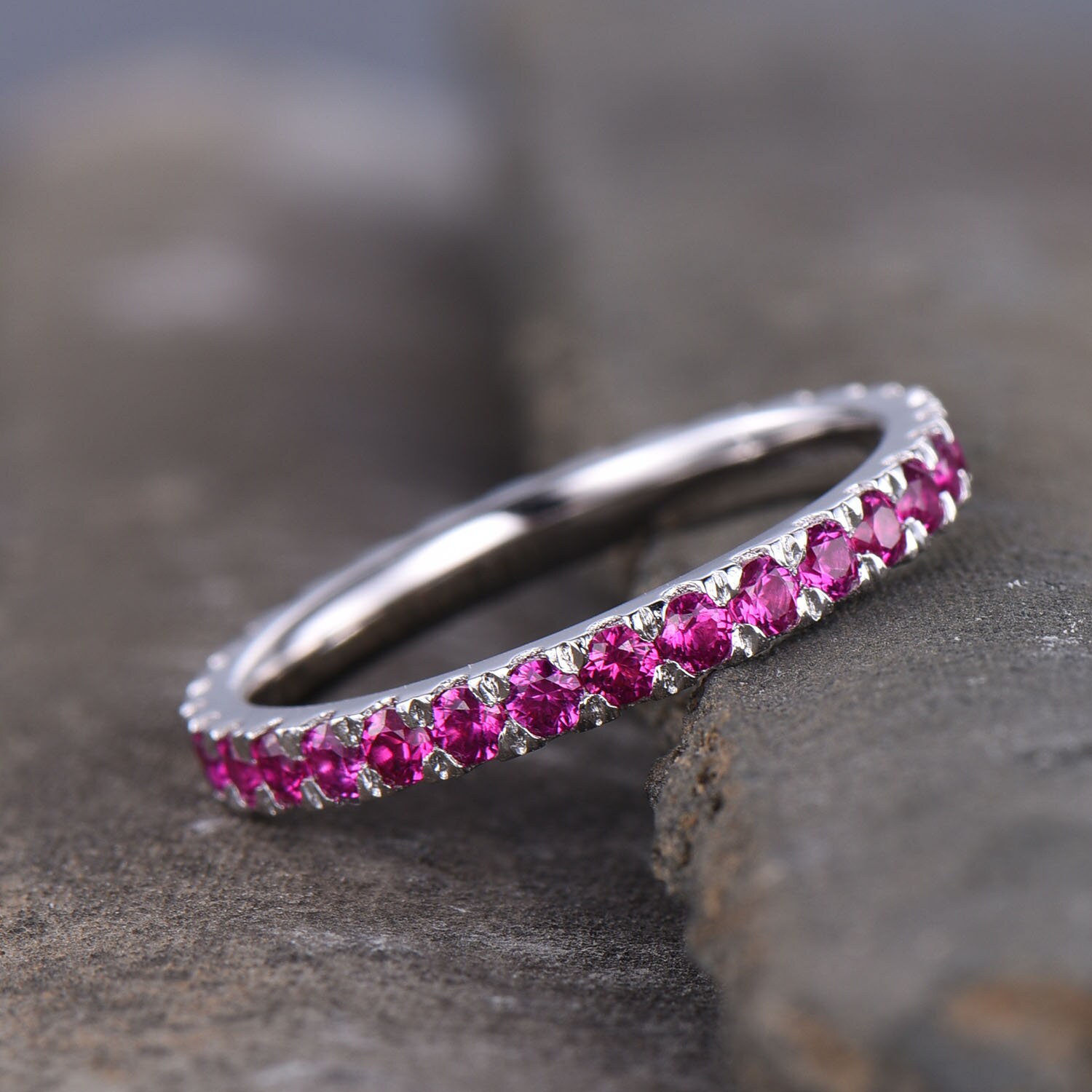 Ruby Ring Ruby Eternity Ring Ruby Silver Ring July Birthstone - Etsy