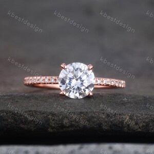Round Cut Classic Engagement Ring, Rose Gold Wedding Ring, 1.25 Carat ...