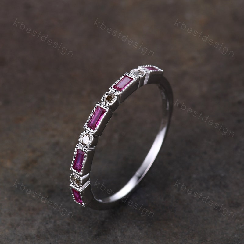 Ruby Wedding Band - Etsy