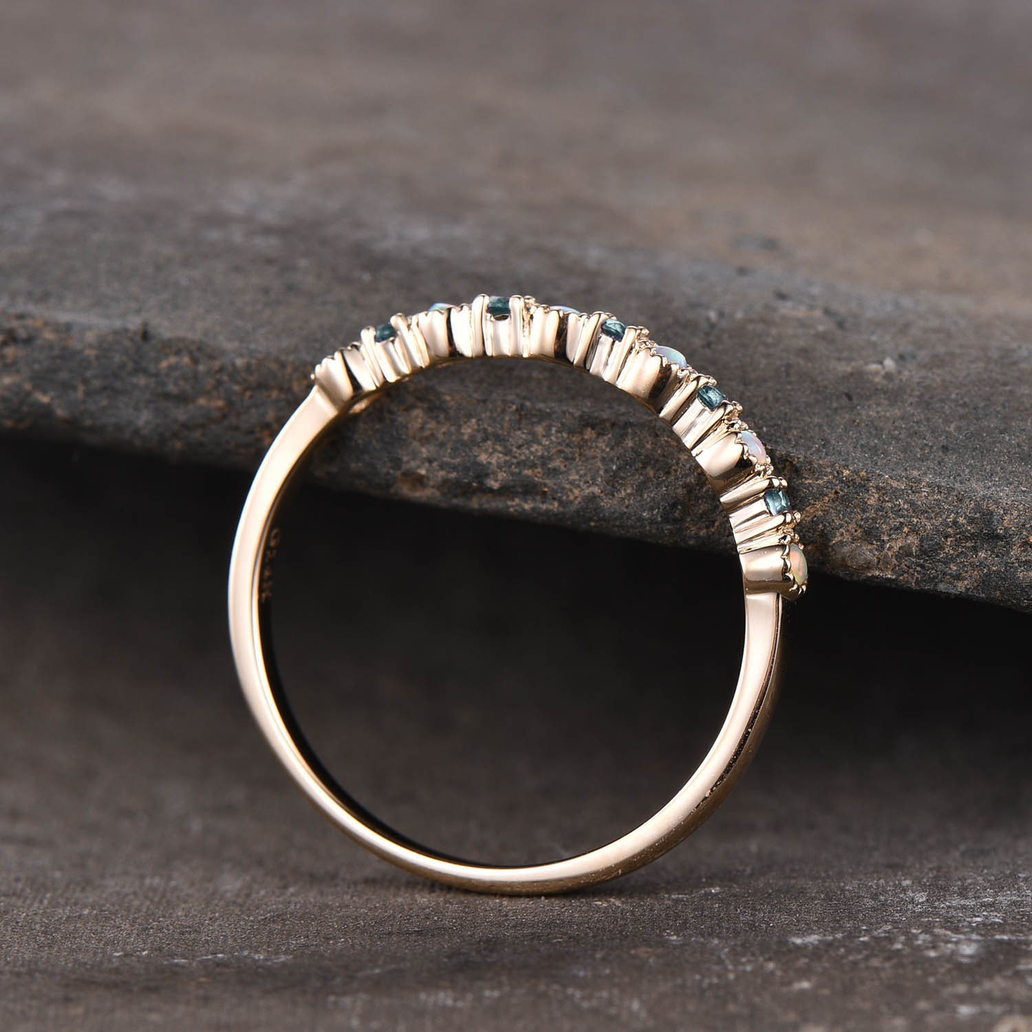 Alexandrite Opal Ring Opal Wedding Ring Gemstone Band - Etsy