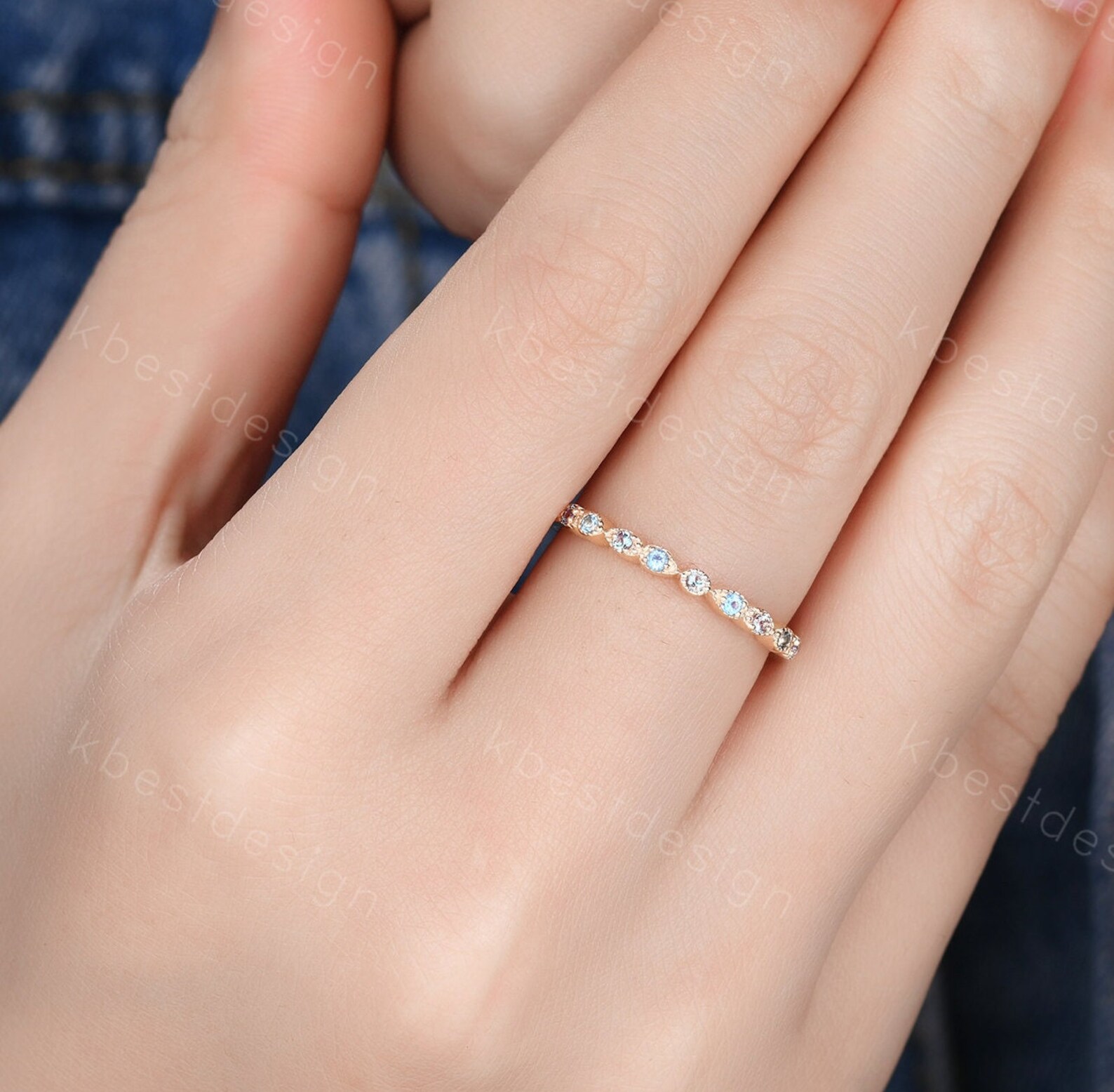 Alexandrite and Blue Topaz Ring Alexandrite Wedding Band | Etsy