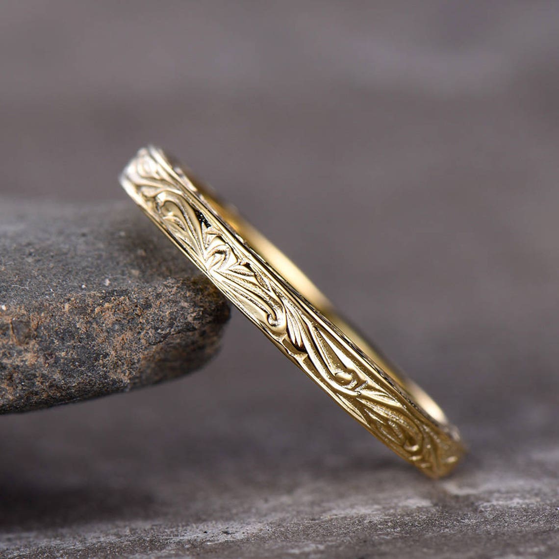 Vintage Filigree Wedding Band Stacking Ring Antique Floral - Etsy