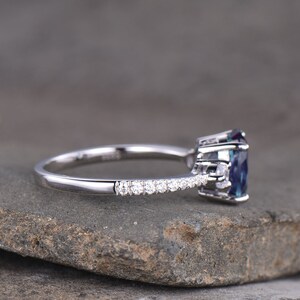 Oval Alexandrite Ring, Alexandrite Man Made Diamond Three Stone ...