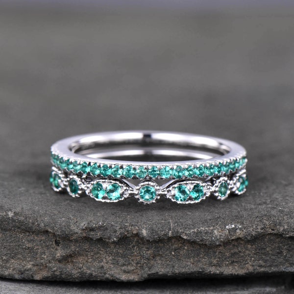 Emerald Wedding Set - Etsy