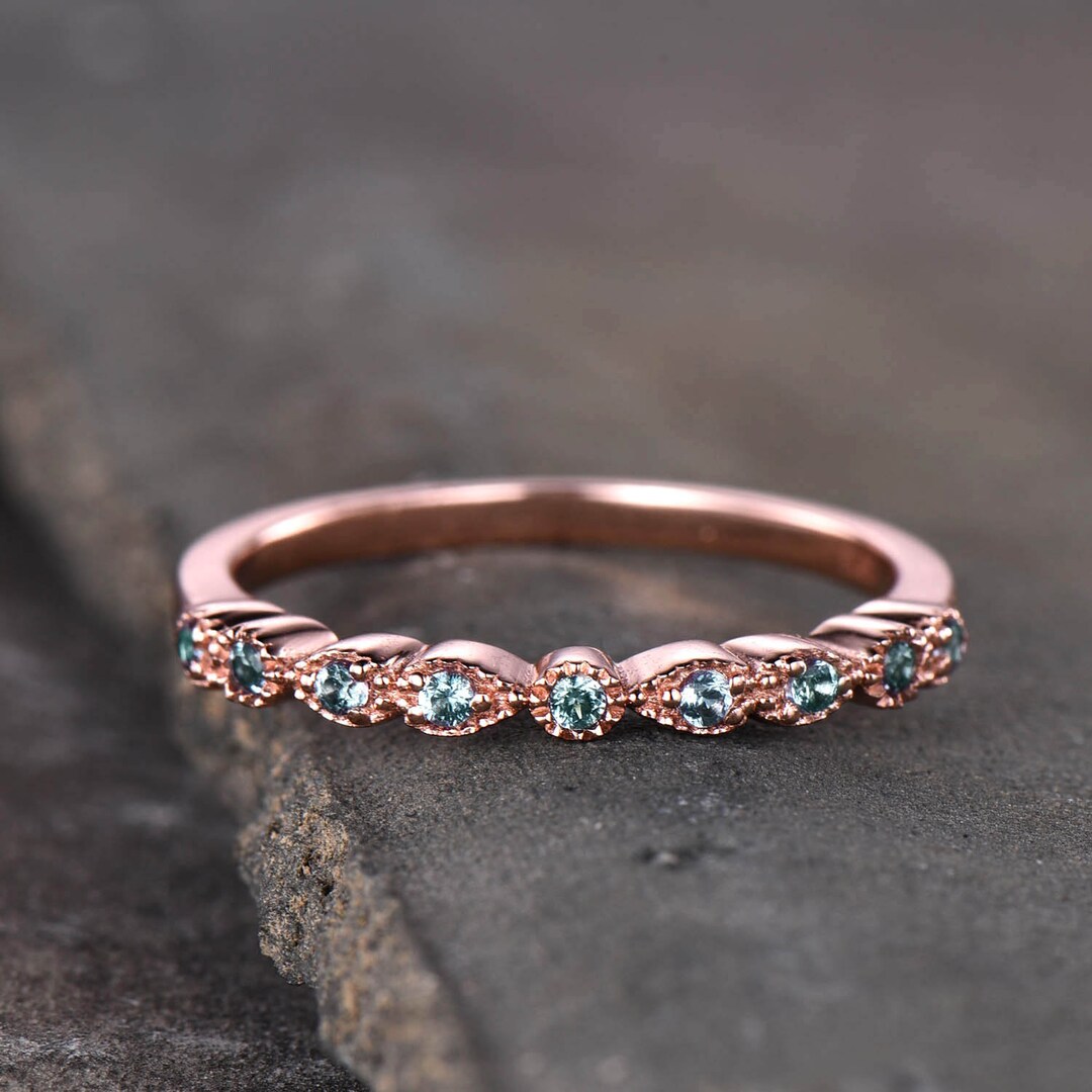 Alexandrite Ring, Art Deco Half Eternity Band, Alexandrite Stacking ...