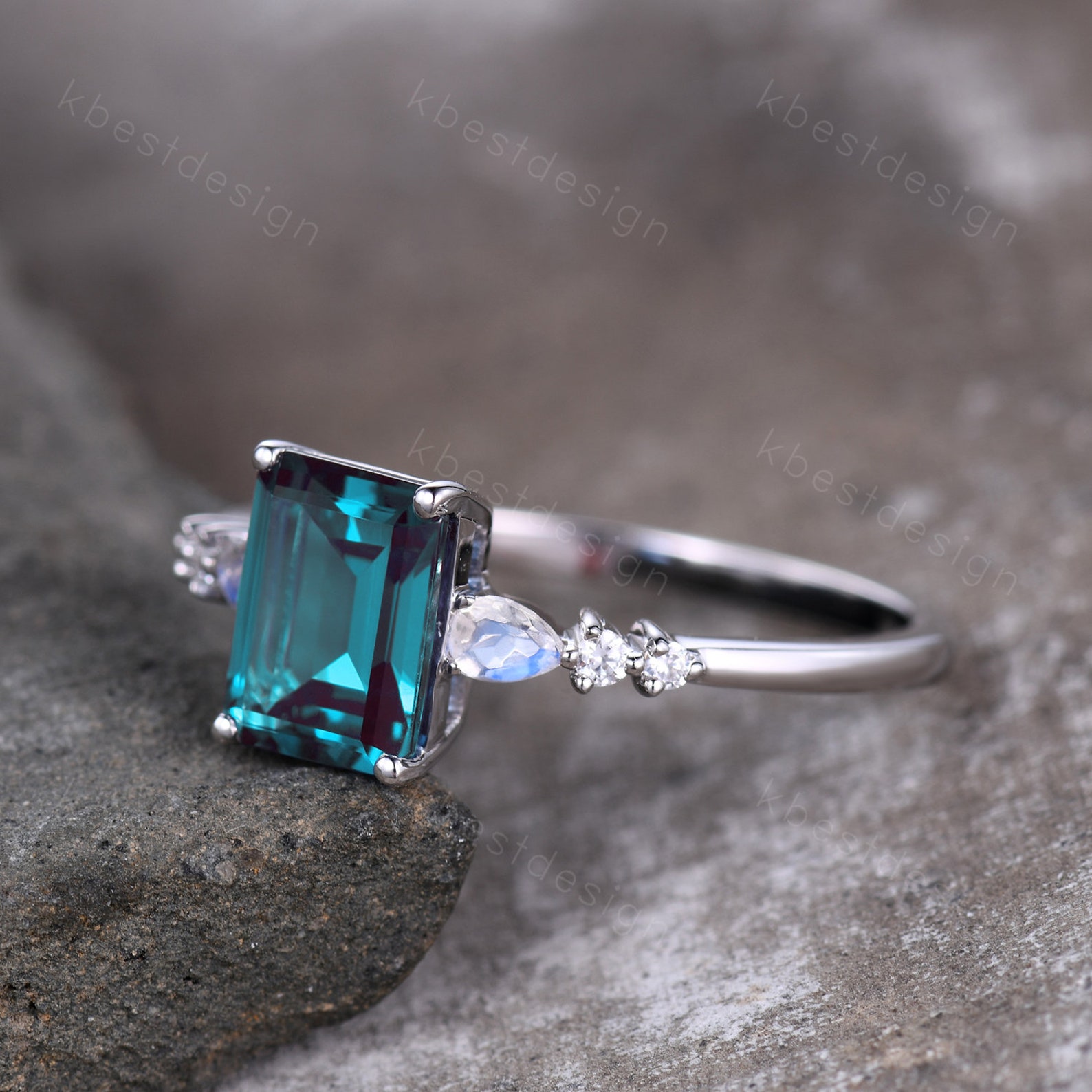 Emerald Cut Alexandrite Ring Sterling Silver Ring for Women - Etsy