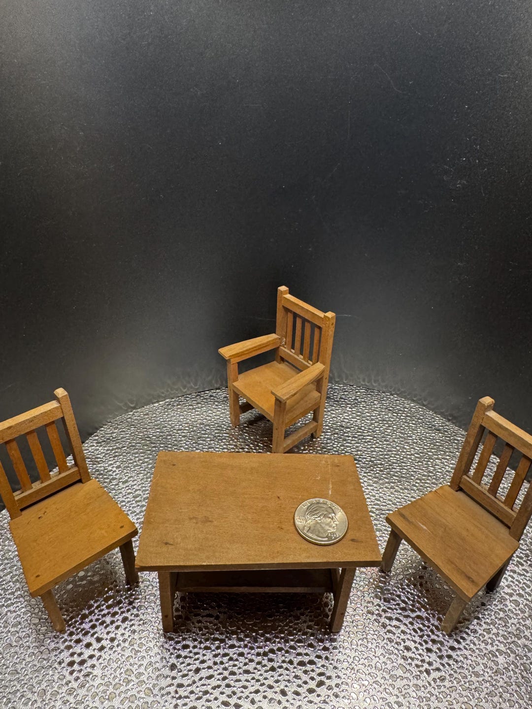 Miniature Dollhouse Kitchen Table With 3 Chairs. - Etsy