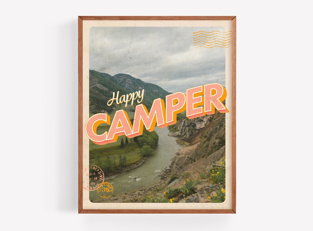 Happy Camper Print Travel Posters Camper Decor - Etsy