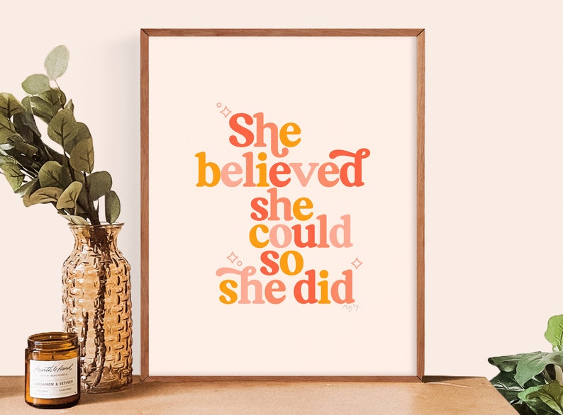 She Believed She Could so She Did Art Print || Feminism Art || Feminist ...