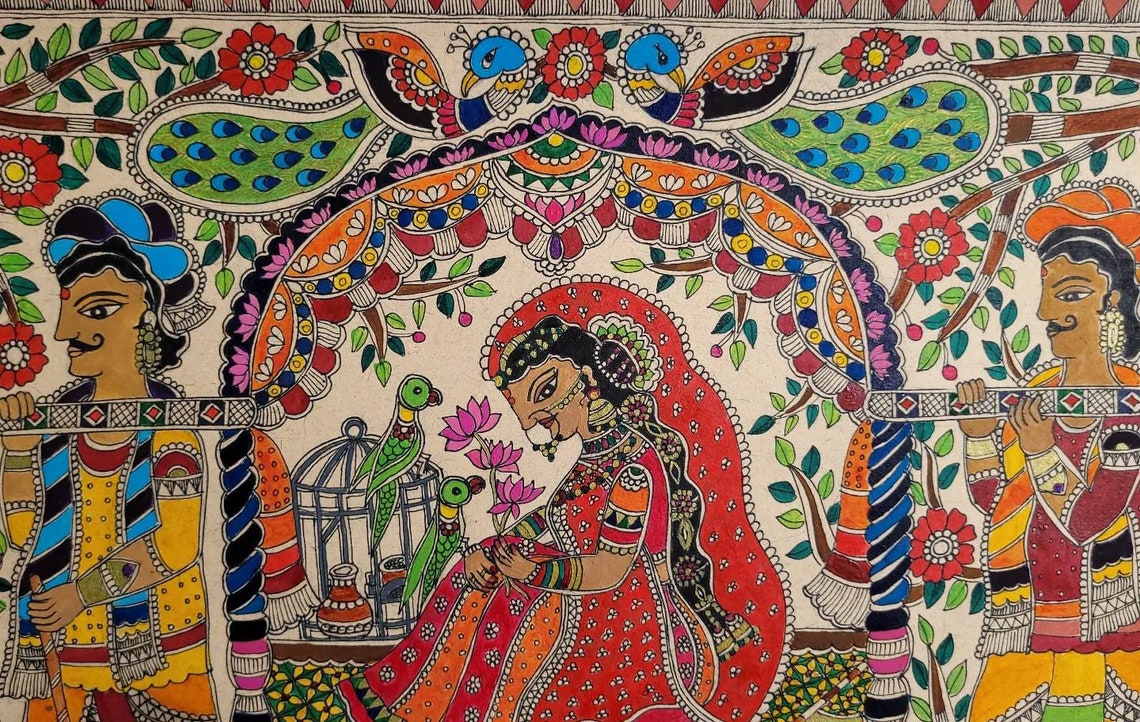 Doli Kahar (bride in Palaquin) Preorder, Madhubani Indian Folk Painting, Preorder - Etsy