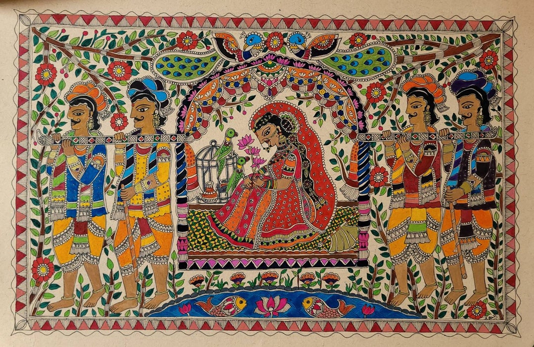 Doli Kahar (bride in Palaquin) Preorder, Madhubani Indian Folk Painting, Preorder - Etsy