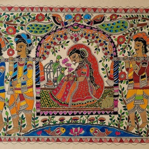 Doli Kahar (bride in Palaquin) Preorder, Madhubani Indian Folk Painting ...
