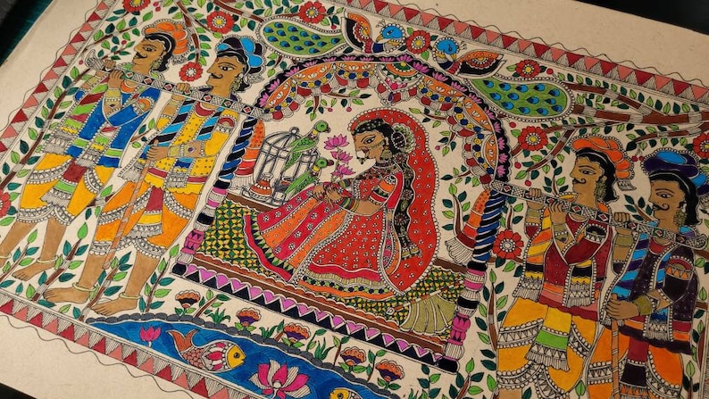 Doli Kahar (bride in Palaquin) Preorder, Madhubani Indian Folk Painting, Preorder - Etsy