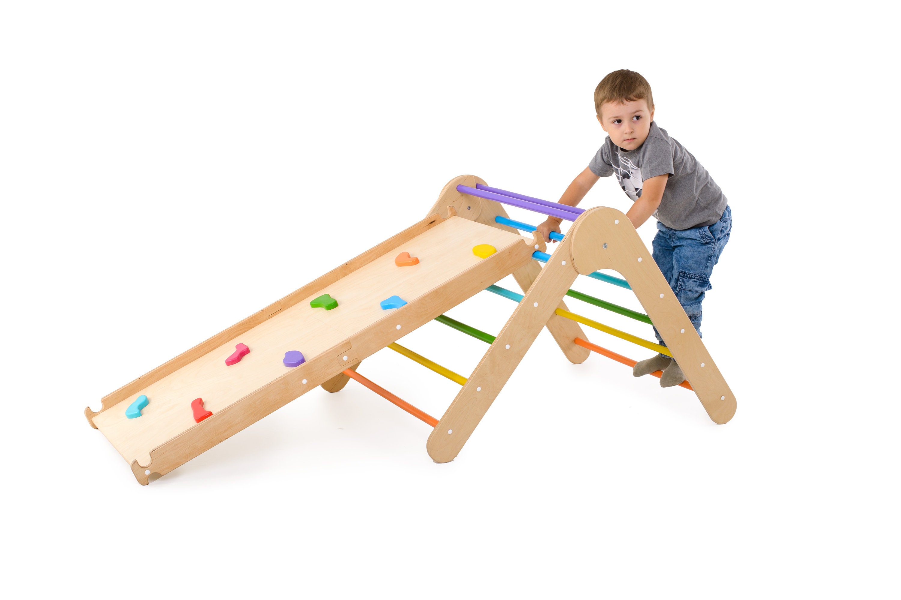 Foldable Triangle climber for kids with rockwall ladder ramp | Etsy