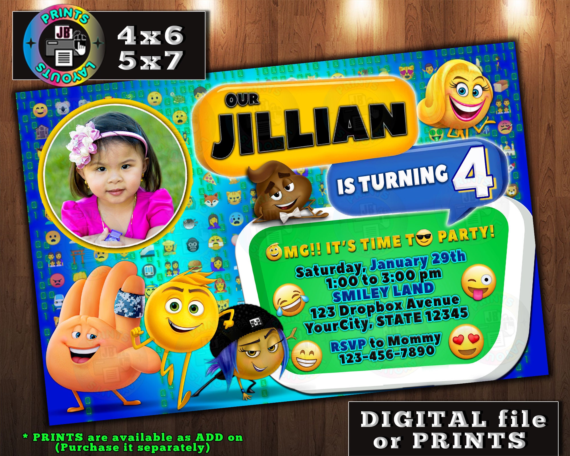 Emoji Birthday Invitations To Edit