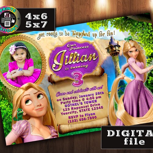 Tangled Birthday Invitation Tangled Invitation Rapunzel - Etsy